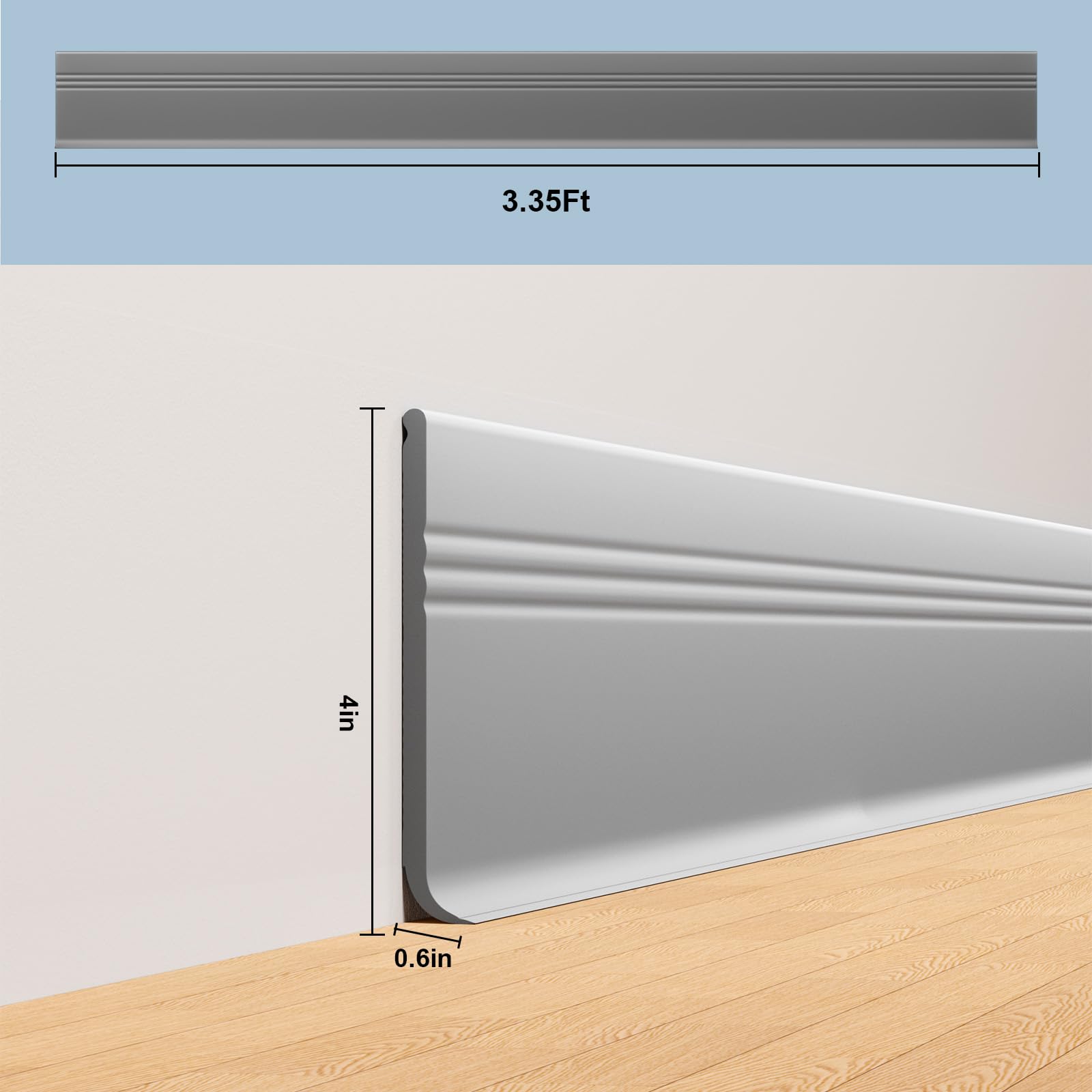 Duzzy 60 Feet Baseboard Trim, Hard Vinyl Baseboard Molding Trim ...