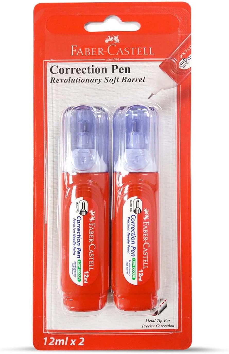 Faber-Castell Correction Pen Metal Tip 12ml 2Pcs, Metal tip for precise ...