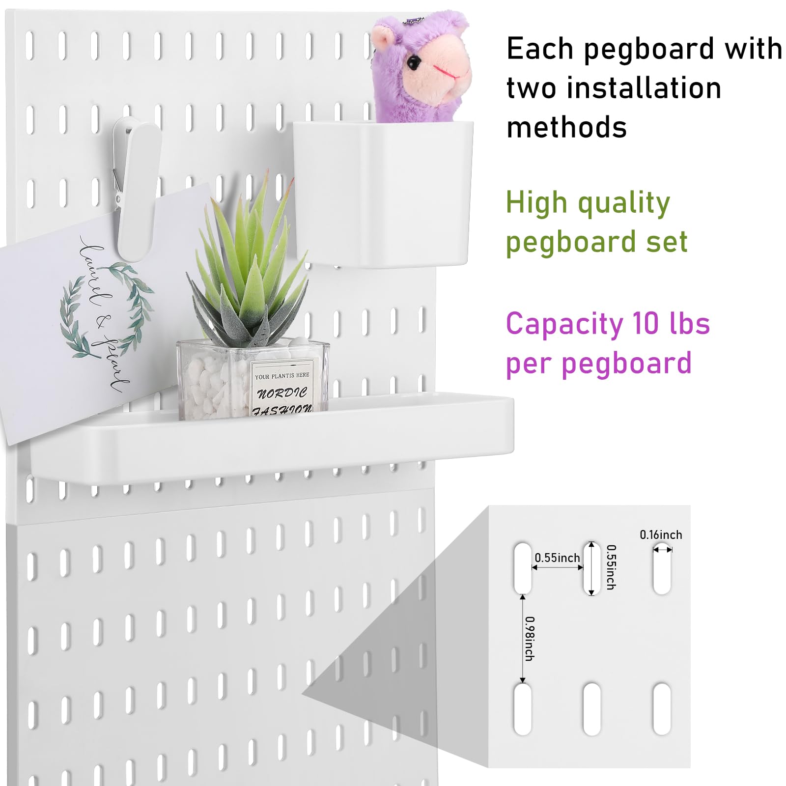 Suzile 16 Pcs Pegboard Wall Organizer Pegboard Combination Kit ...