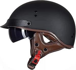 Half Helmet Open-Face Helmet Brain - Cap Motorcycle Helmet Built-in ...