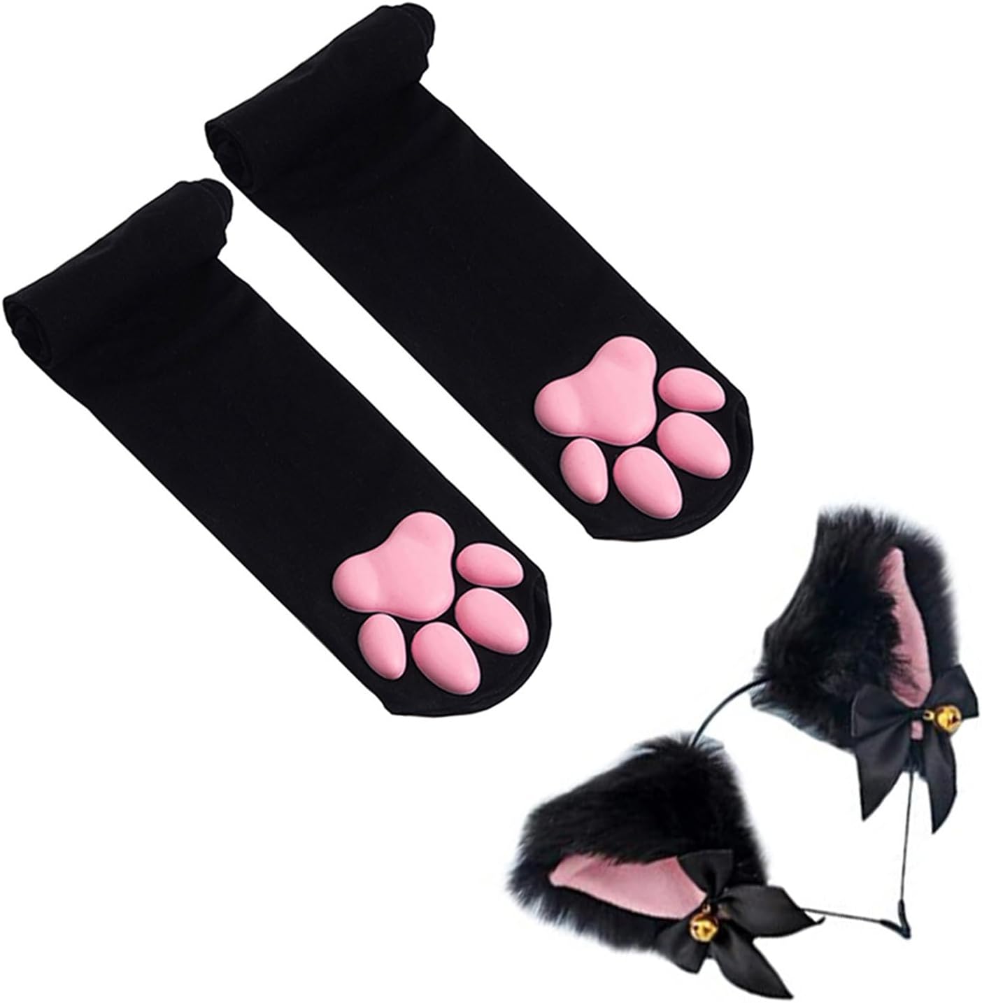 Amazon.com: ztowoto Thigh High Socks, Pink 3D Kitten Claw Stockings ...