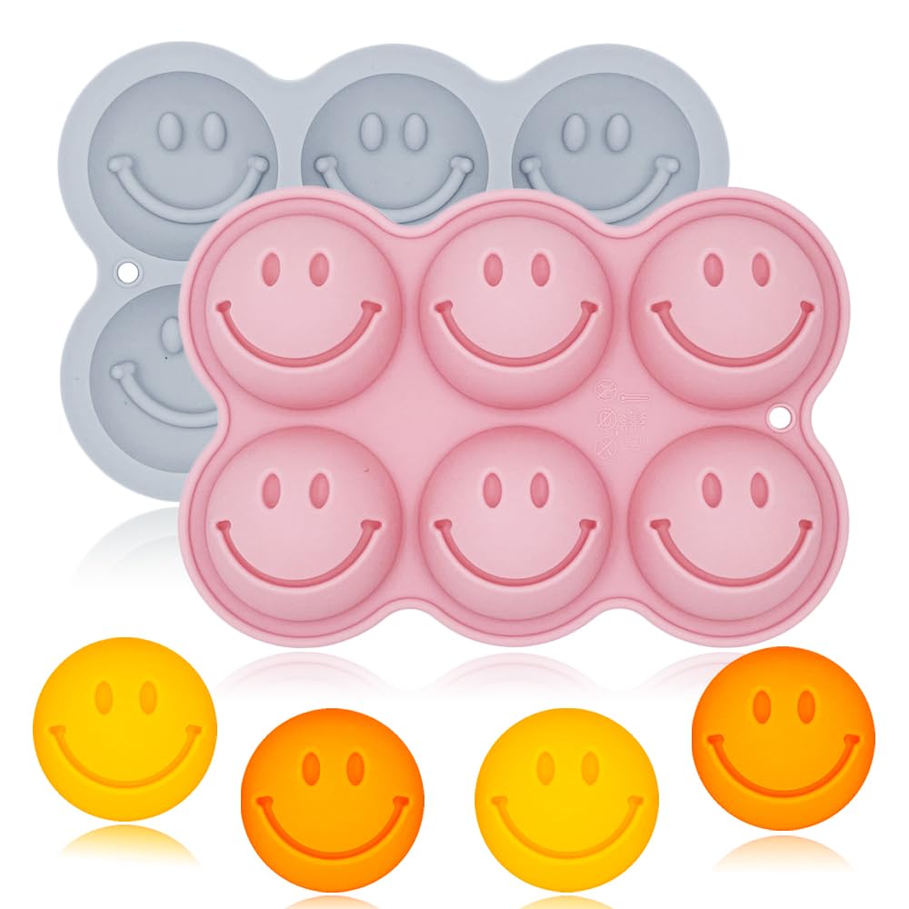 Amazon.com: 2 Pack Cute Smiley Face Jello Silicone Molds 3D Emoticon ...