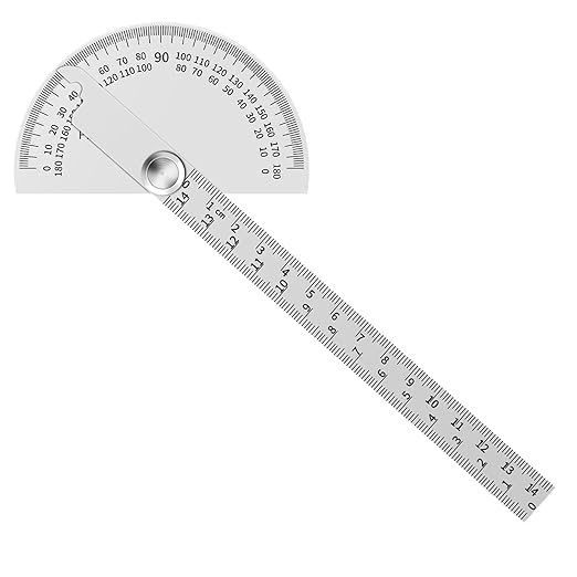 Kioiner Stainless Steel Protractor, 0-180° Protractor Round Head Angle ...