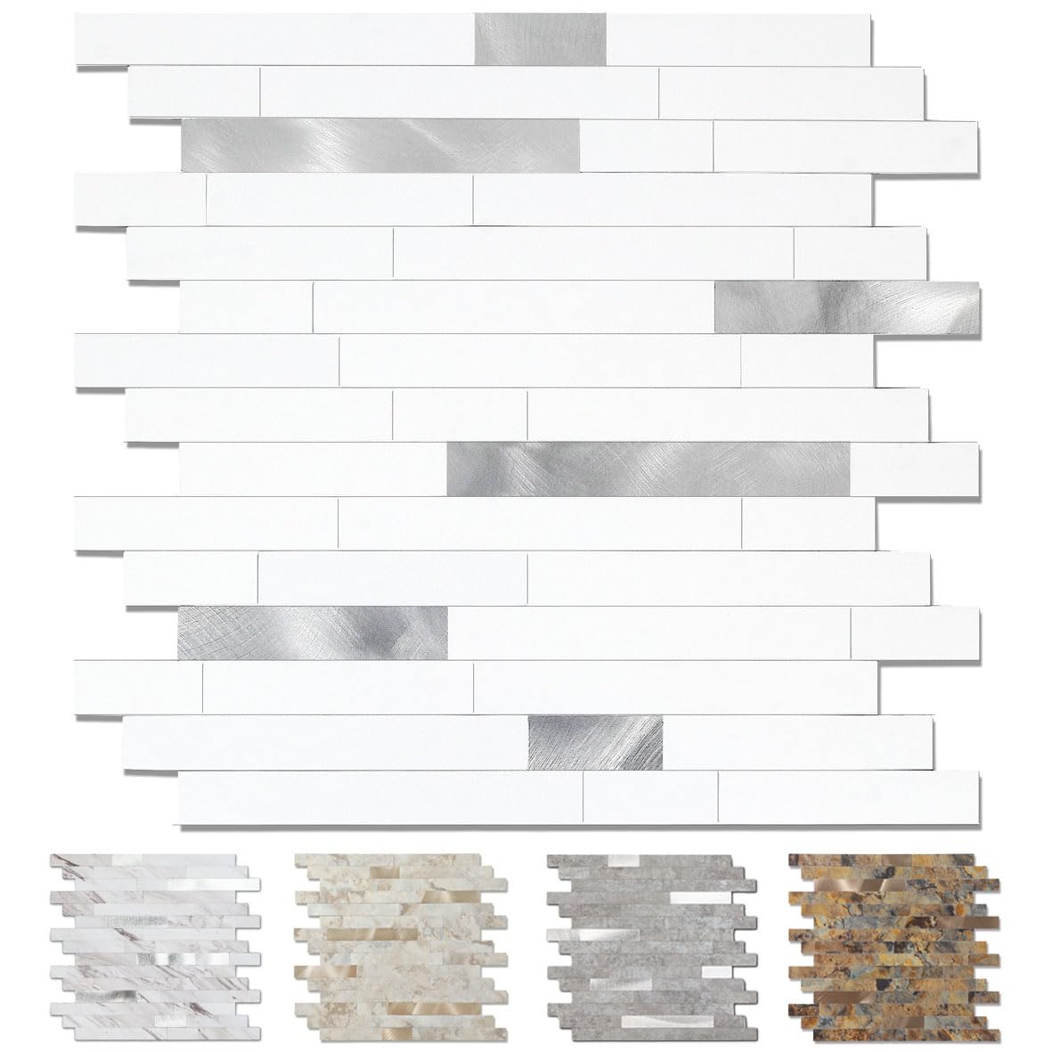 Amazon.com: Yipscazo Peel and Stick Stone Metal Tile Backsplash, Stick ...