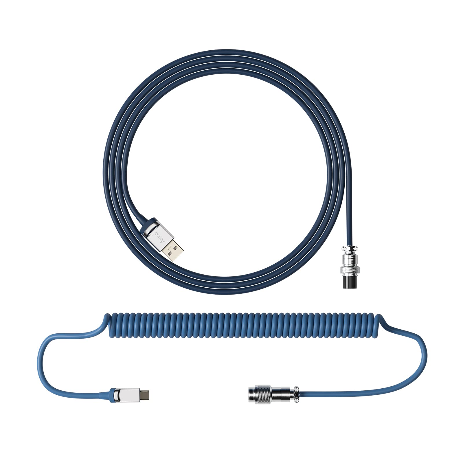 Buy Akko Custom Coiled Aviator Cable, 5ft TPE Type-C to USB-A with ...