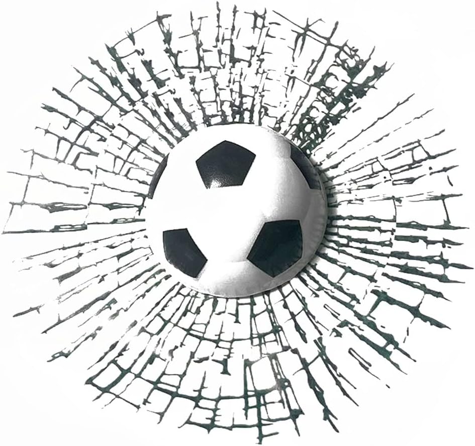 Football Hit the Glass 3d Car Sticker Football Smashing Glass Decal ...