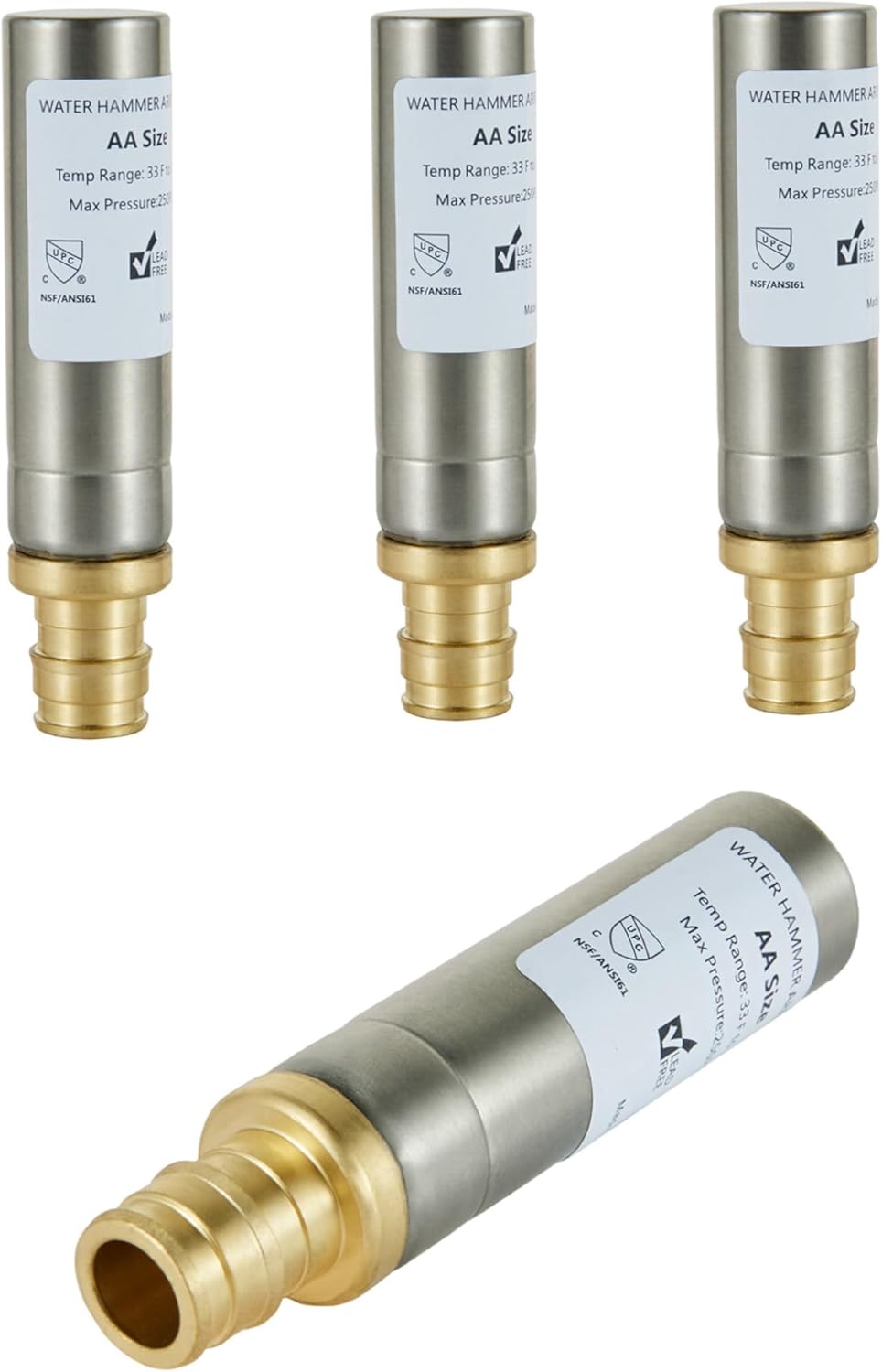 Amazon.com: 4-Pack EFIELD Stainless Steel Water Hammer Arrestor MH-121 ...
