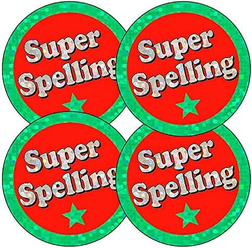 175 Holographic Sparkly Super Spelling School Praise Teachers Reward ...