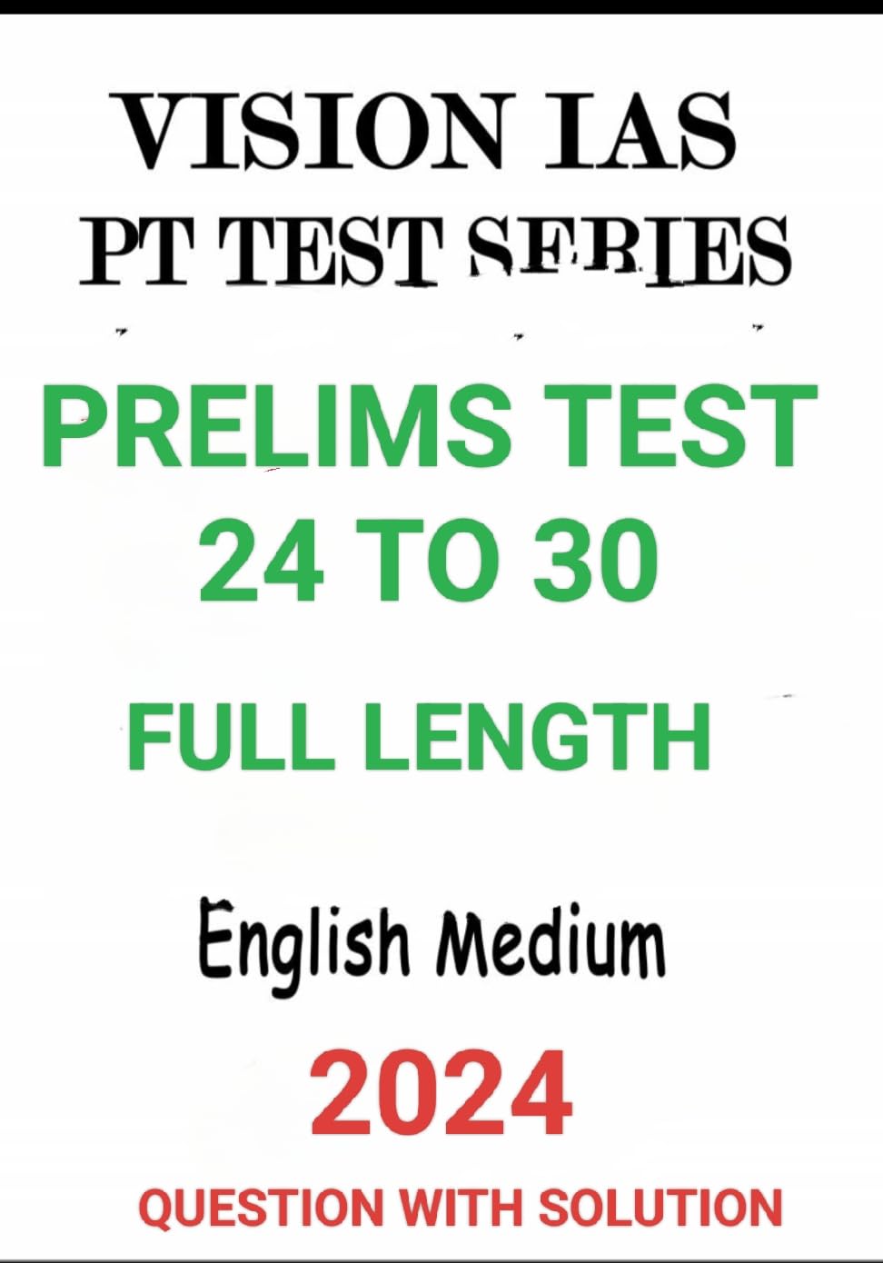 Buy Vision Ias Prelims Test ( 24 to 30 Full Length) 2024 English Book ...