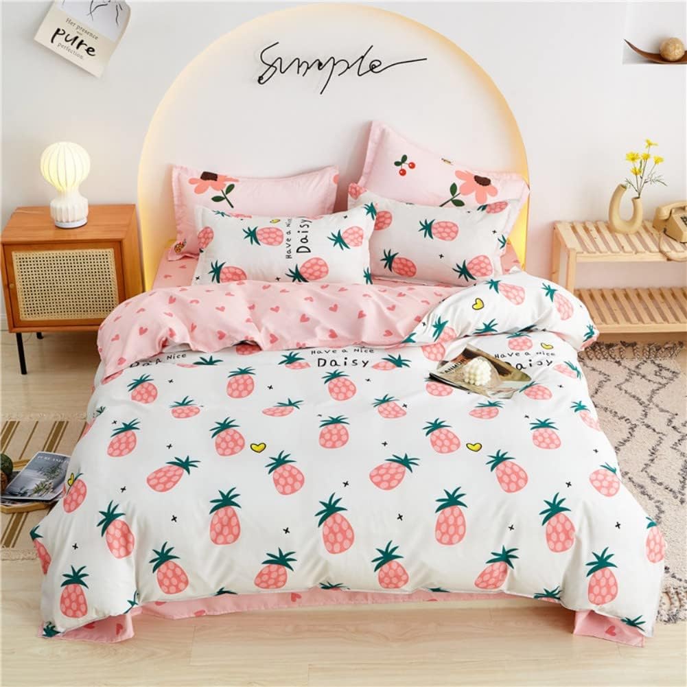Amazon.com: Girls Pineapple Bedding Set for Boys Children Pink Tropical Fruit Print Comforter ...