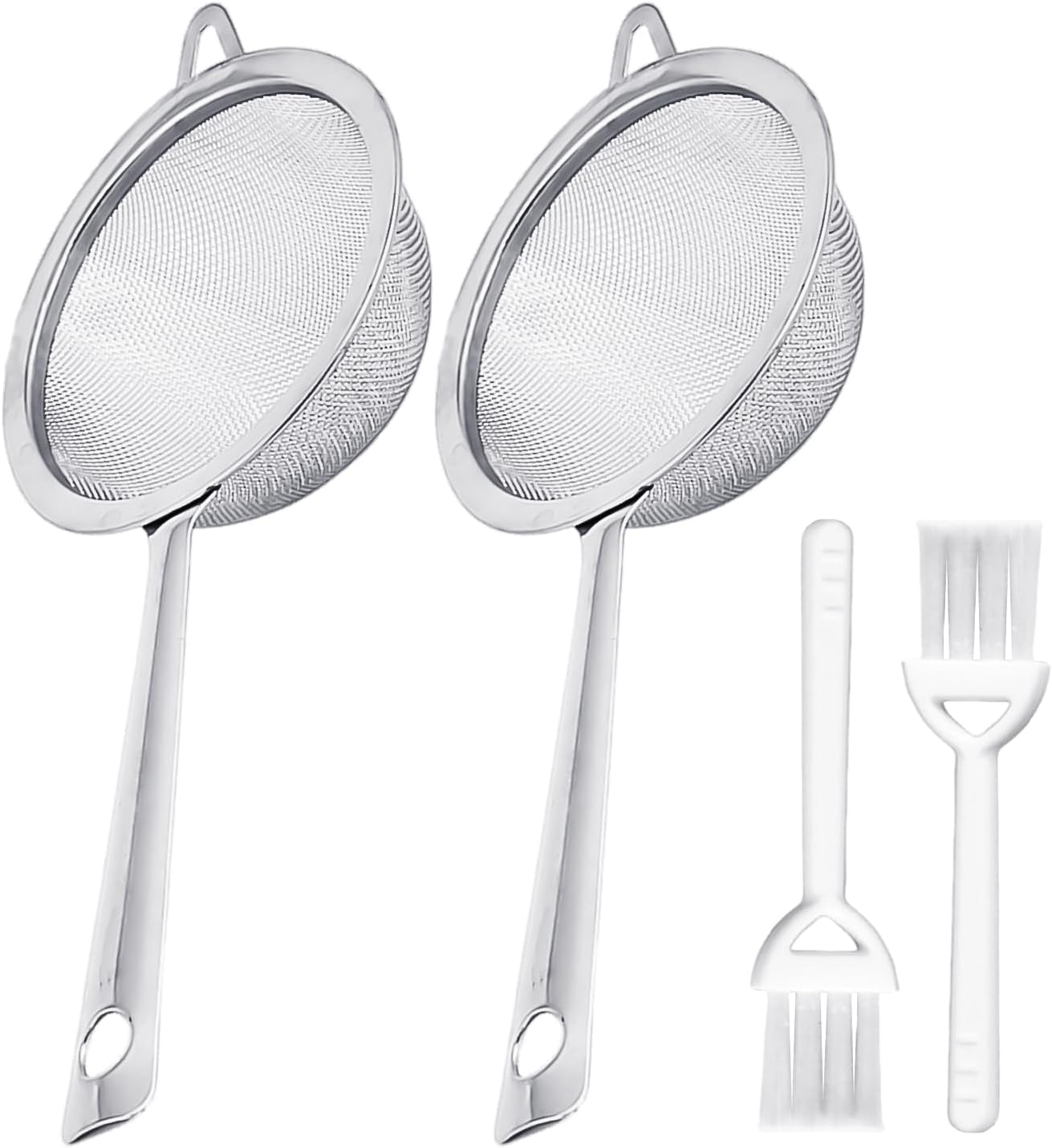 2 Pcs Tea Strainer Fine Mesh - Stainless Steel Metal Sieve with Handle ...