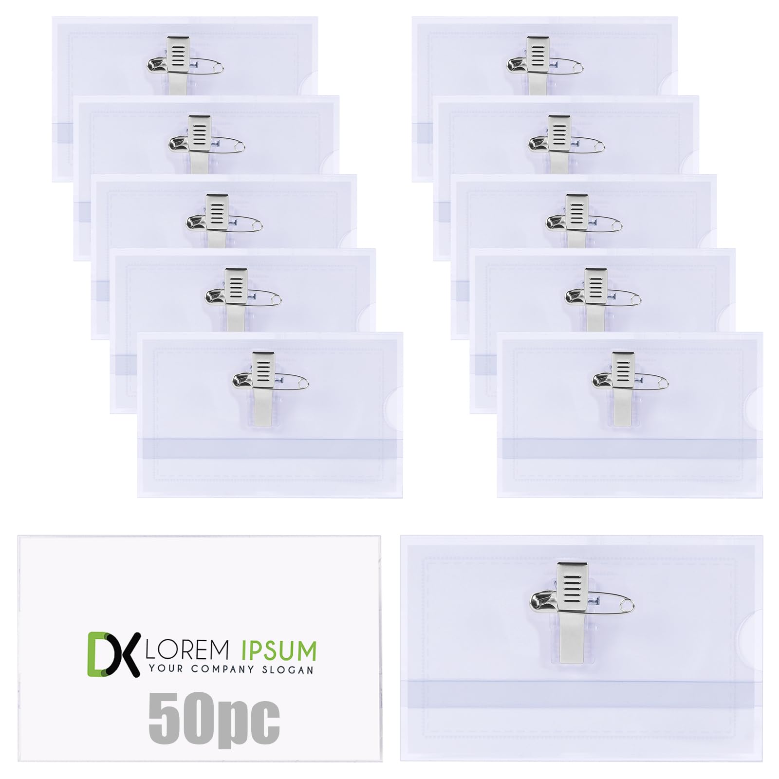 Vicloon Name Badges with Clip and Pin, 50Pcs Clear Name Badge Holders ...