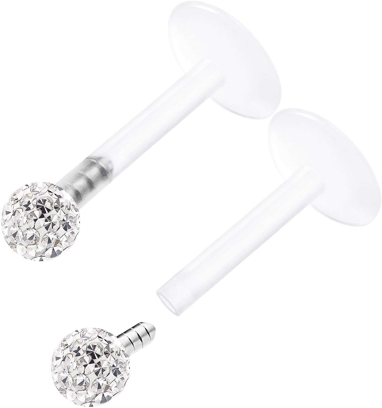 Amazon.com: 2PCS Bioflex Push In Clear Lip Ring Studs 16 Gauge 5/16 8mm ...