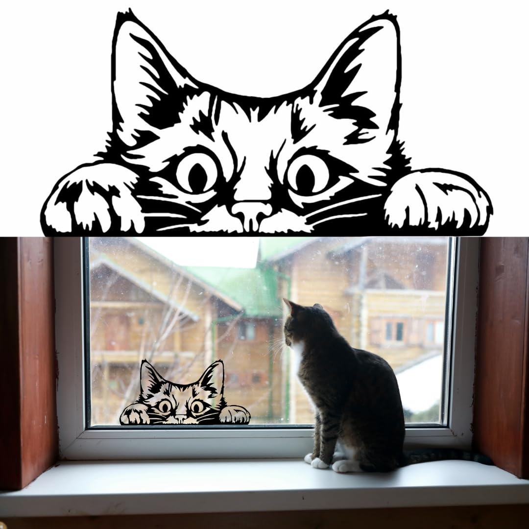 Amazon.com - Curious Peeking Kitty Cat Die Cut Decal Sticker for Car ...