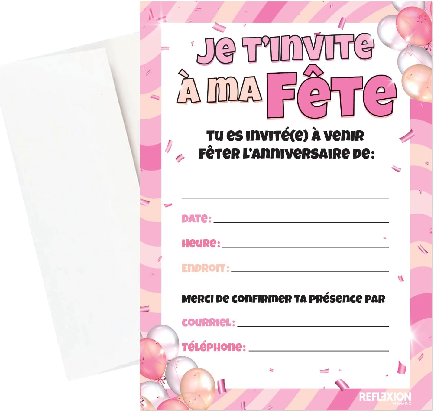Carte invitation fete enfant francais - Invitation fete enfant francais avec enveloppes ( lot de ...