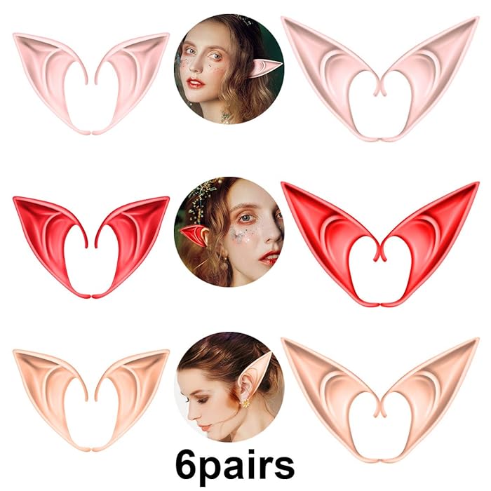 Buy Wekin 6 Pairs Cosplay Fairy Soft Elf Ears, Halloween Elven Vampire ...
