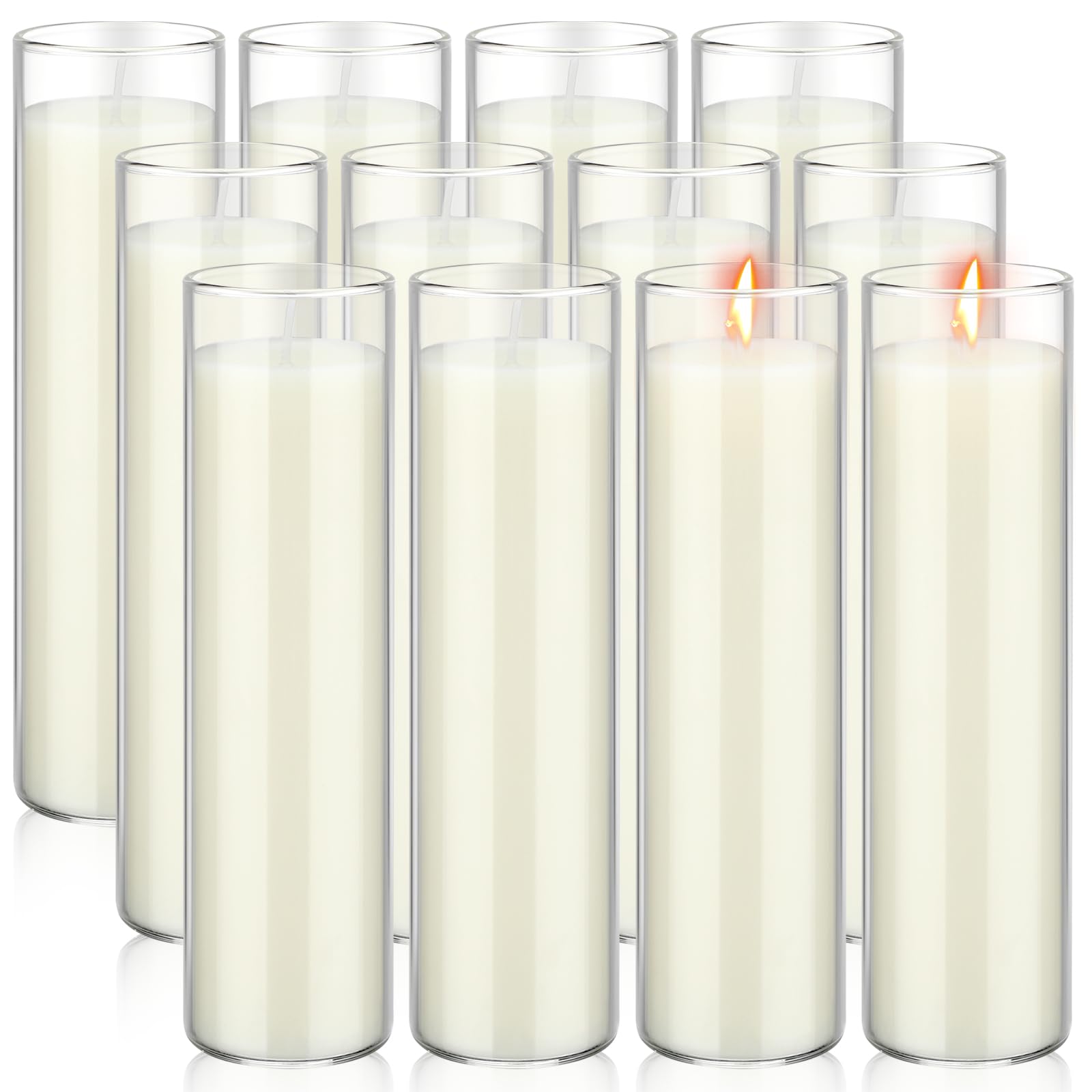 Amazon.com: 12 Pcs White Devotional Candles in Glass 2 x 8 Inches ...