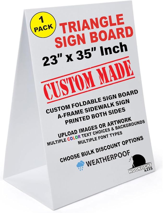 Amazon.com : Custom Triangle Sign Board, Self Standing Sidewalk Sign, A ...