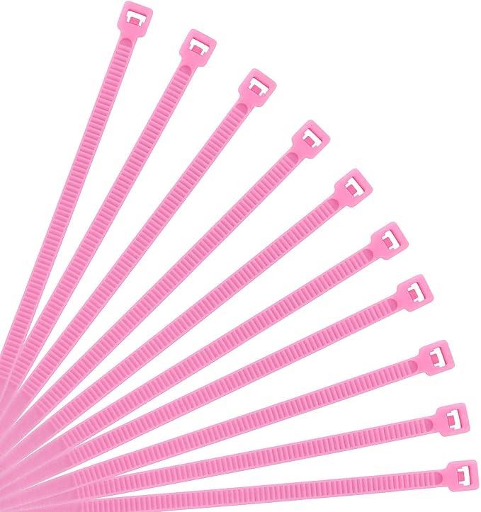 XINGO Pink Cable Ties Pack of 500, 250mm x 3.6mm,Premium Nylon Durable ...
