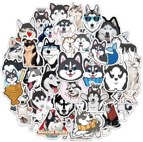 Amaxiu Funny Dog Stickers, 50 Pcs Cute Cool Husky Kawaii Animal ...