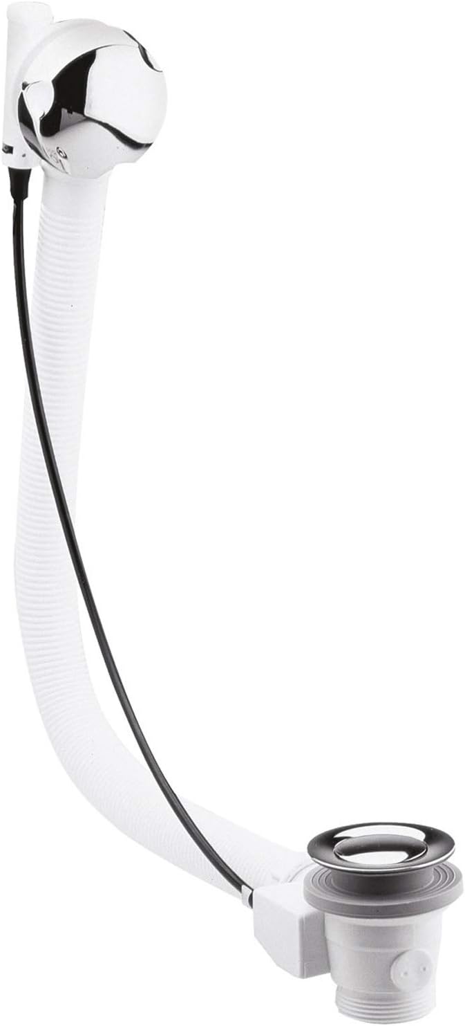 Modern Overflow Pop-Up Plug Bath Waste and Plastic Pipe & Twist Chrome ...