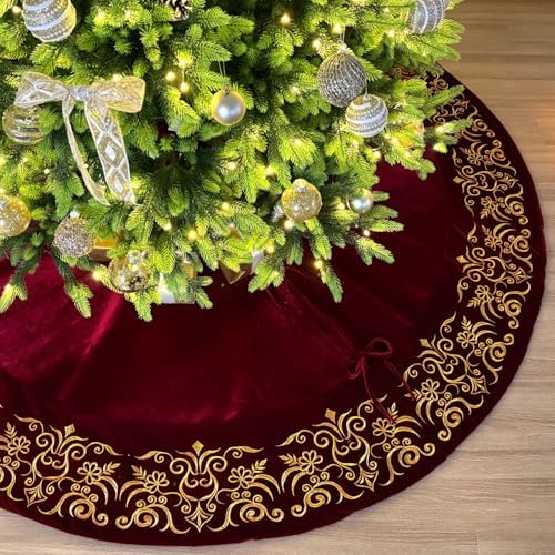 Amazon.com: Starry Dynamo 84-Inch Victorian Velvet Christmas Tree Skirt ...