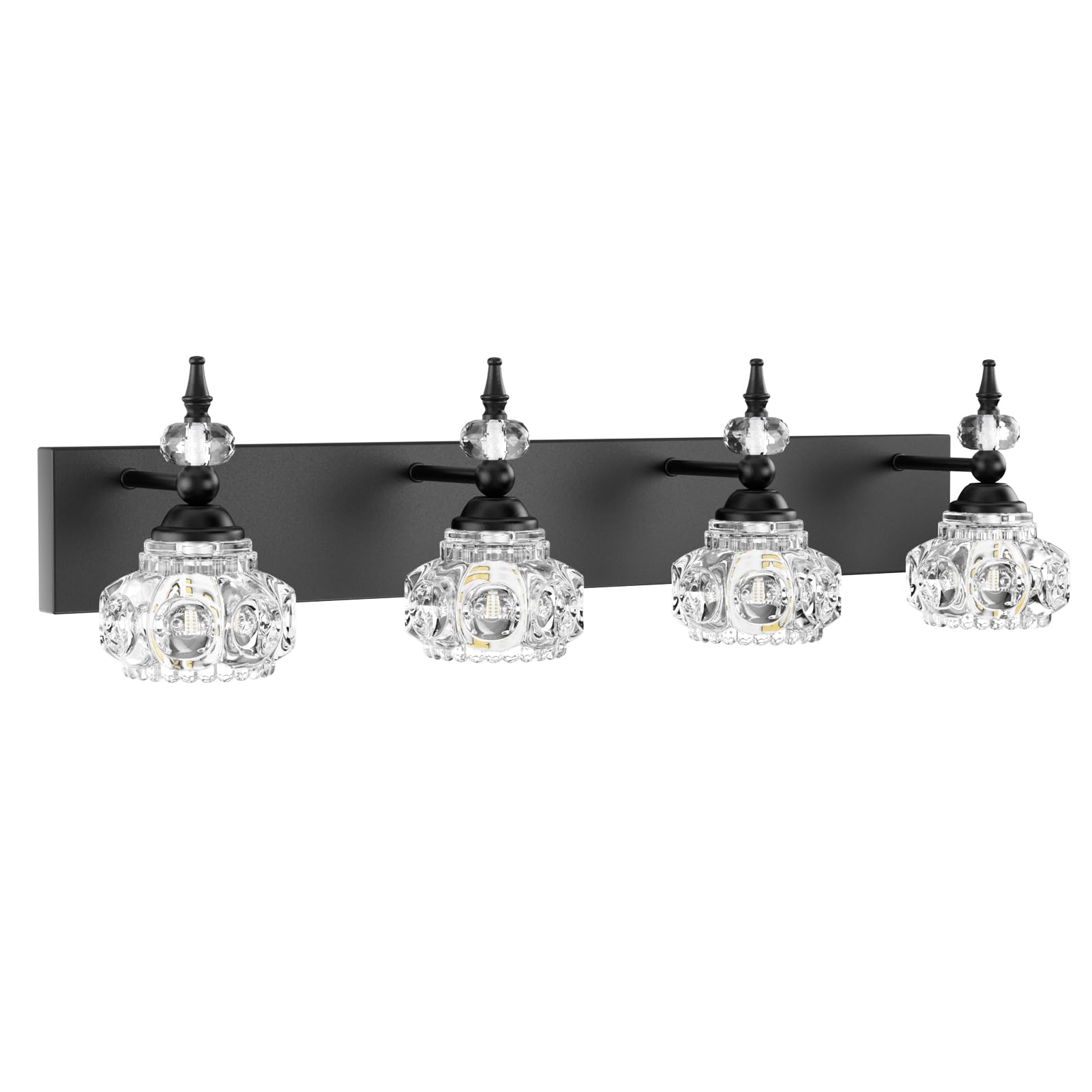 Tipace Vintage Vanity Light Fixture,4-Light Industrial Black Bathroom ...