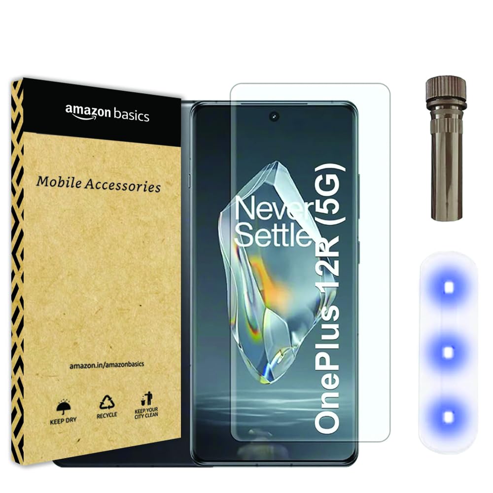 Amazon Basics HD UV Tempered Glass Screen Protector for OnePlus 12R 5G ...