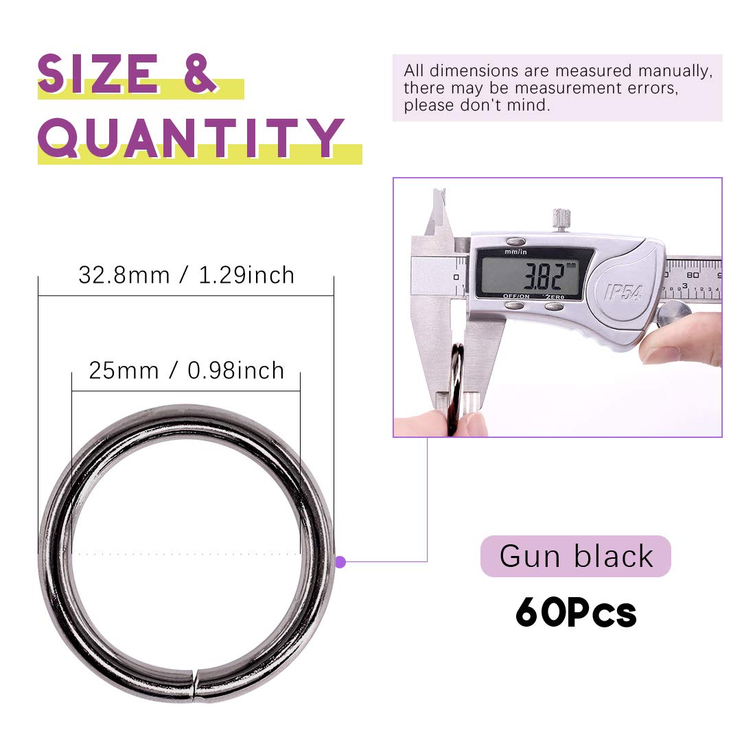 Buy Swpeet 60Pcs 1 Inch / 25mm Heavy Duty Multi-Purpose Metal O Ring ...