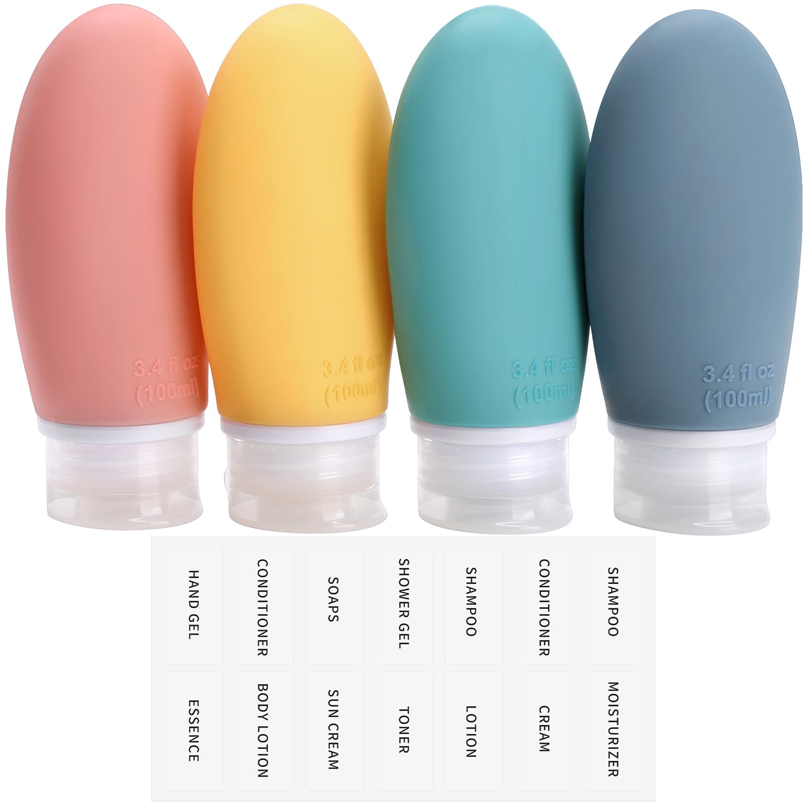 100ml Silicone Travel Bottle, Opret 4 Pack Leak Proof Refillable ...