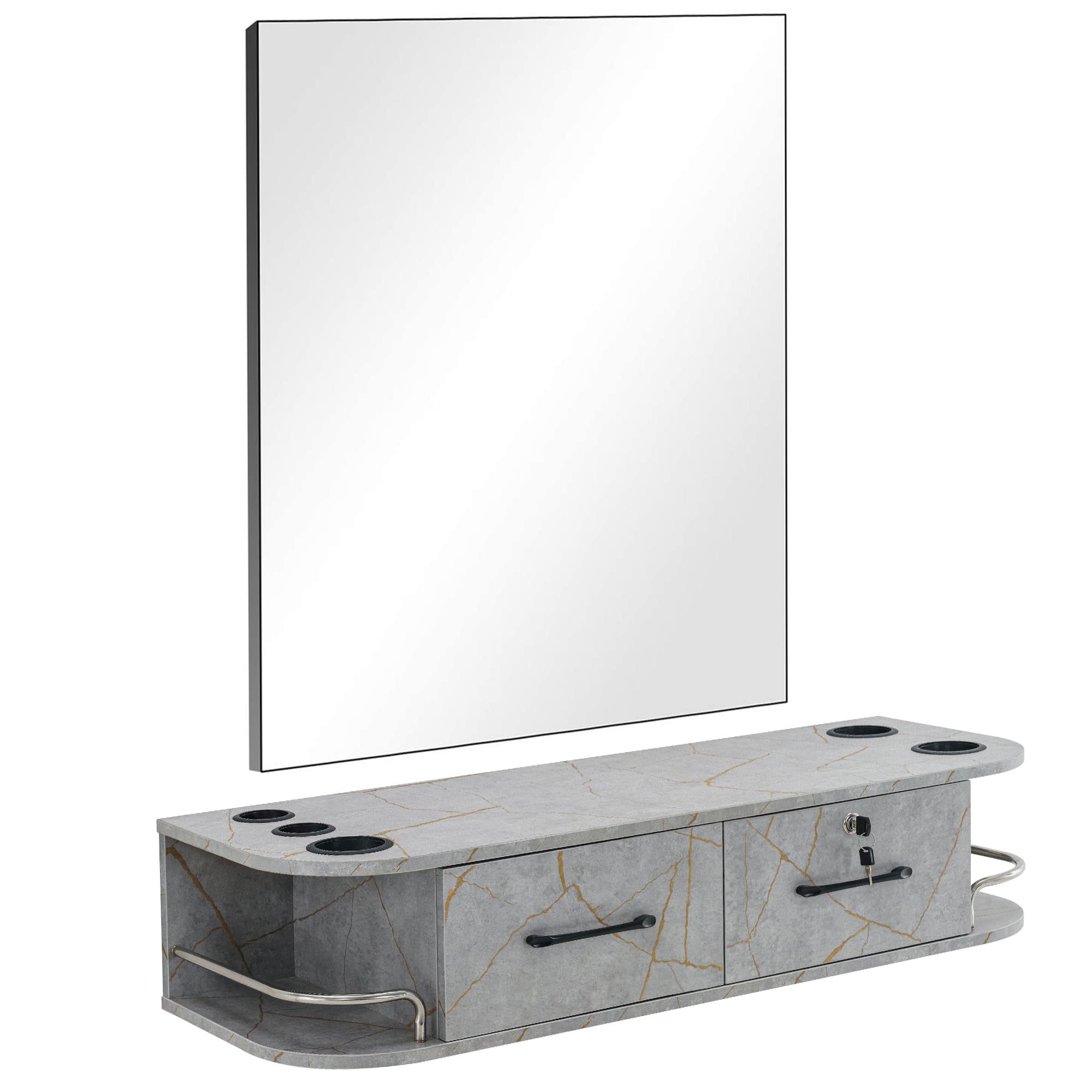 Amazon.com: BarberPub Locking Wall Mount Styling Barber Station with ...