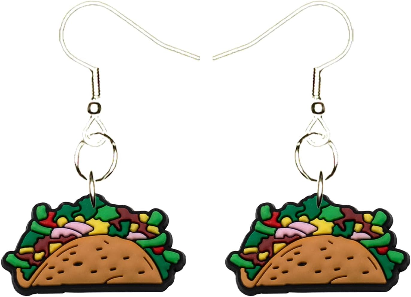 Amazon.com: Taco Earring Hypoallergenic Silver Plated Fishhooks Yazzle ...