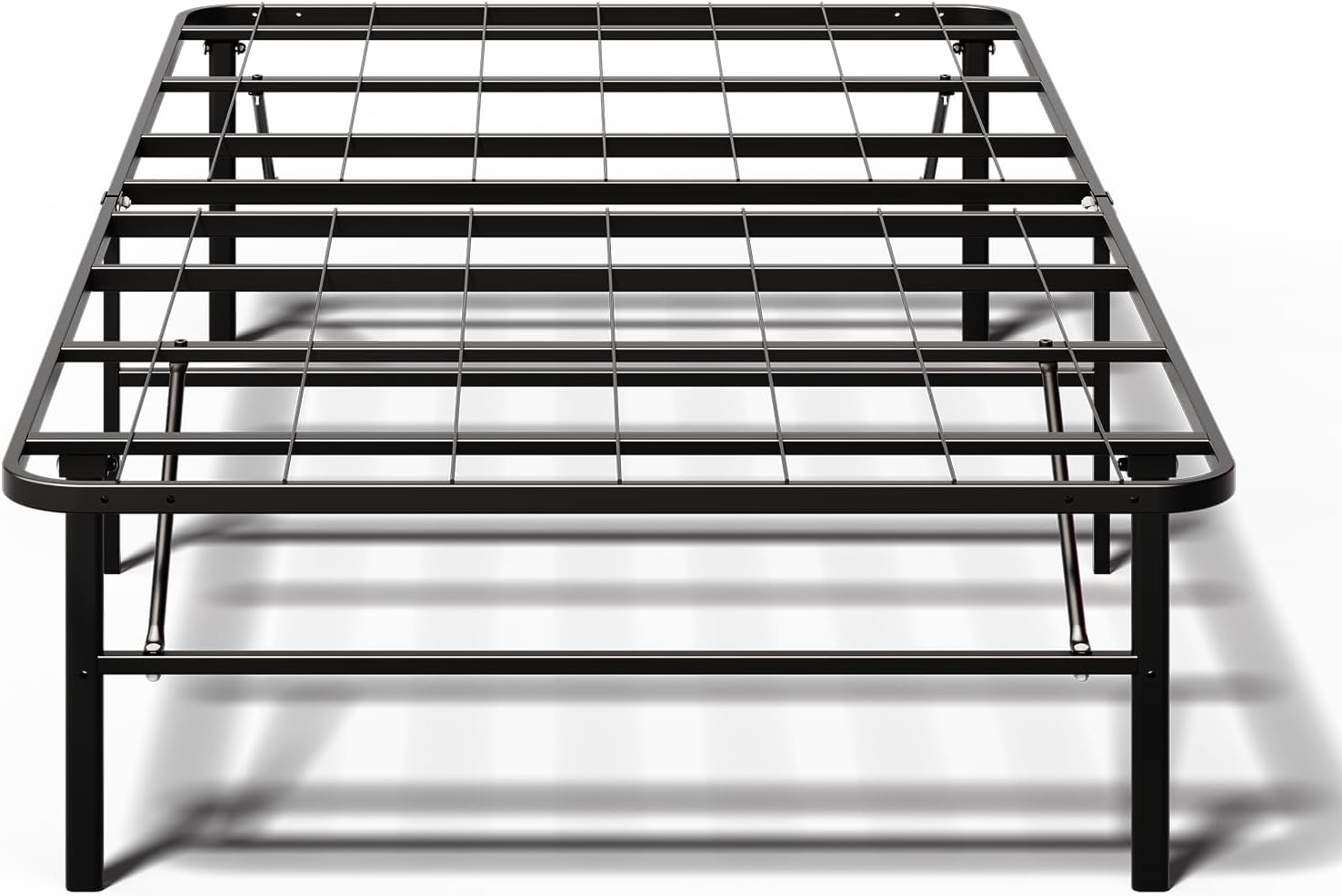 14 Inch Foldable Metal Platform Twin Size Bed Frame, Steel Slat Support ...
