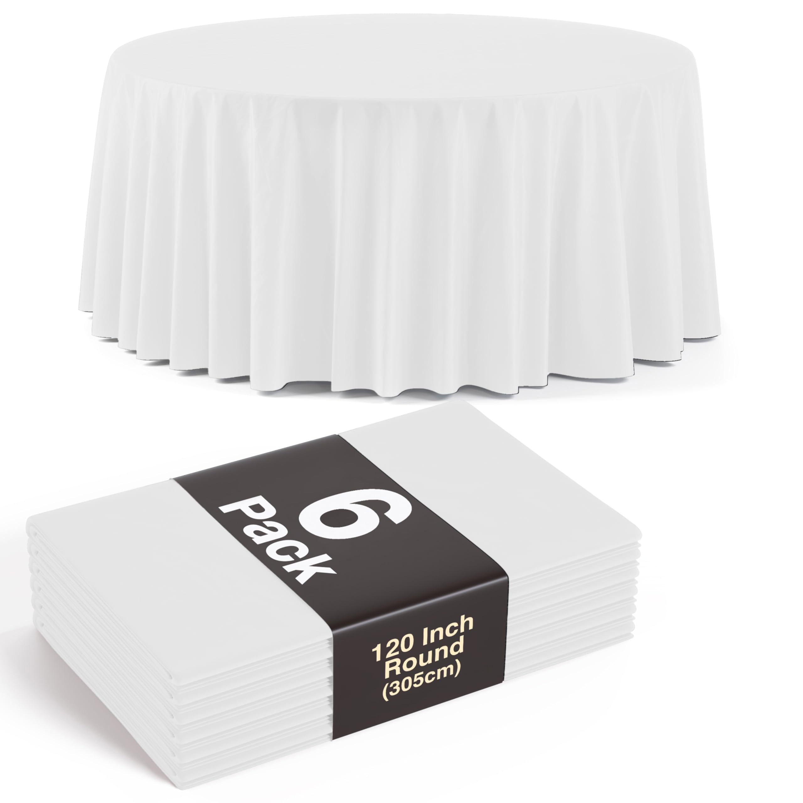Amazon.com: Exquisite 6 Pack White Plastic Table Cloth - 120 Inch Round ...