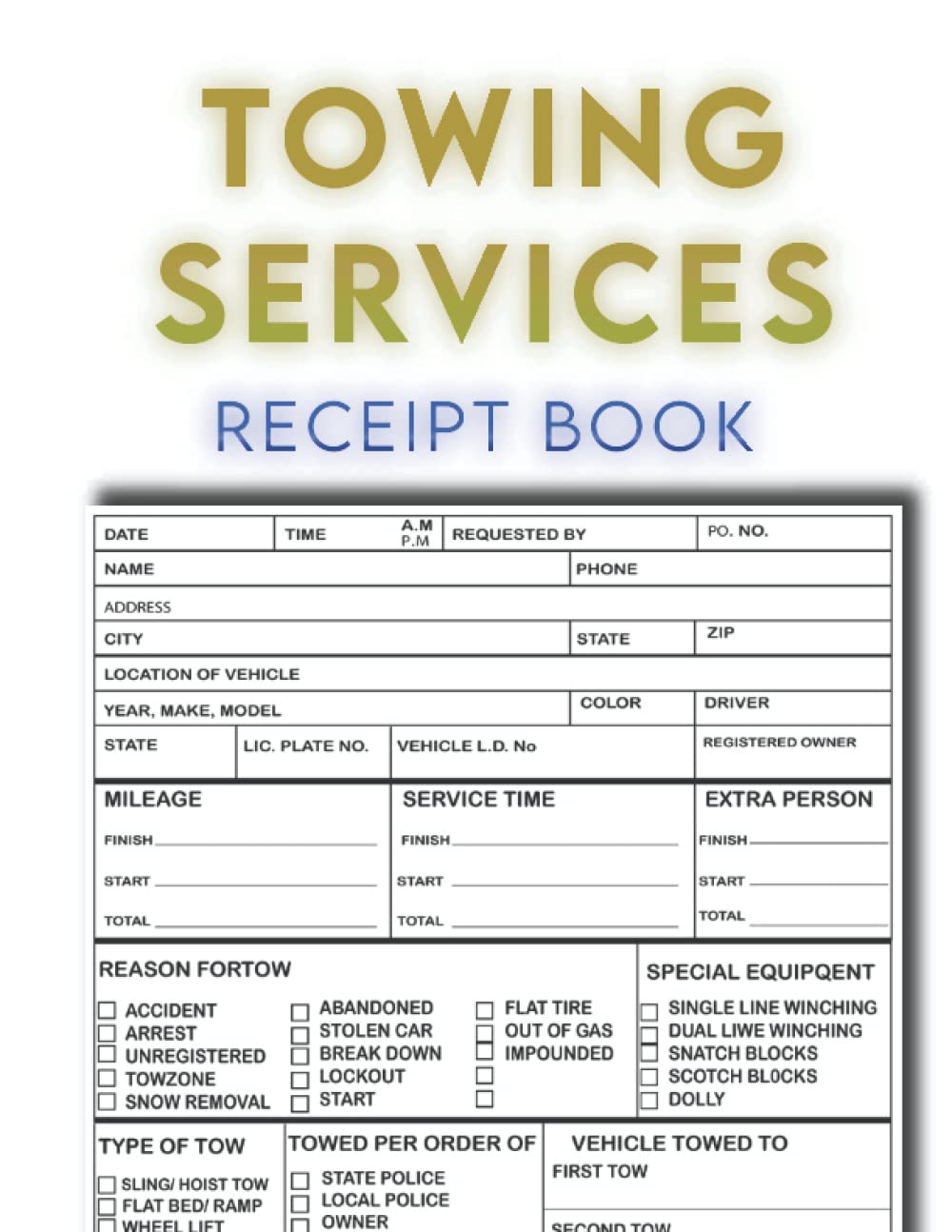 Towing Services Receipt Book : Work Orders For Transportation Service ...