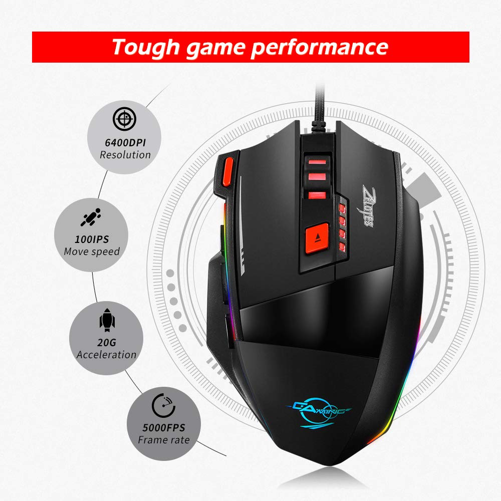 Zelotes C17 Wired Rgb Gaming Mouse 8 Programmable Buttons
