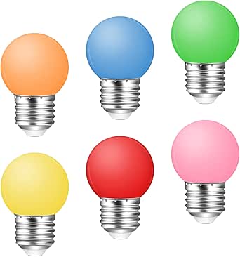 Poinivo 1W Colored LED Light Bulbs,E26 G45/G14 1W LED Light Bulbs,Globe ...