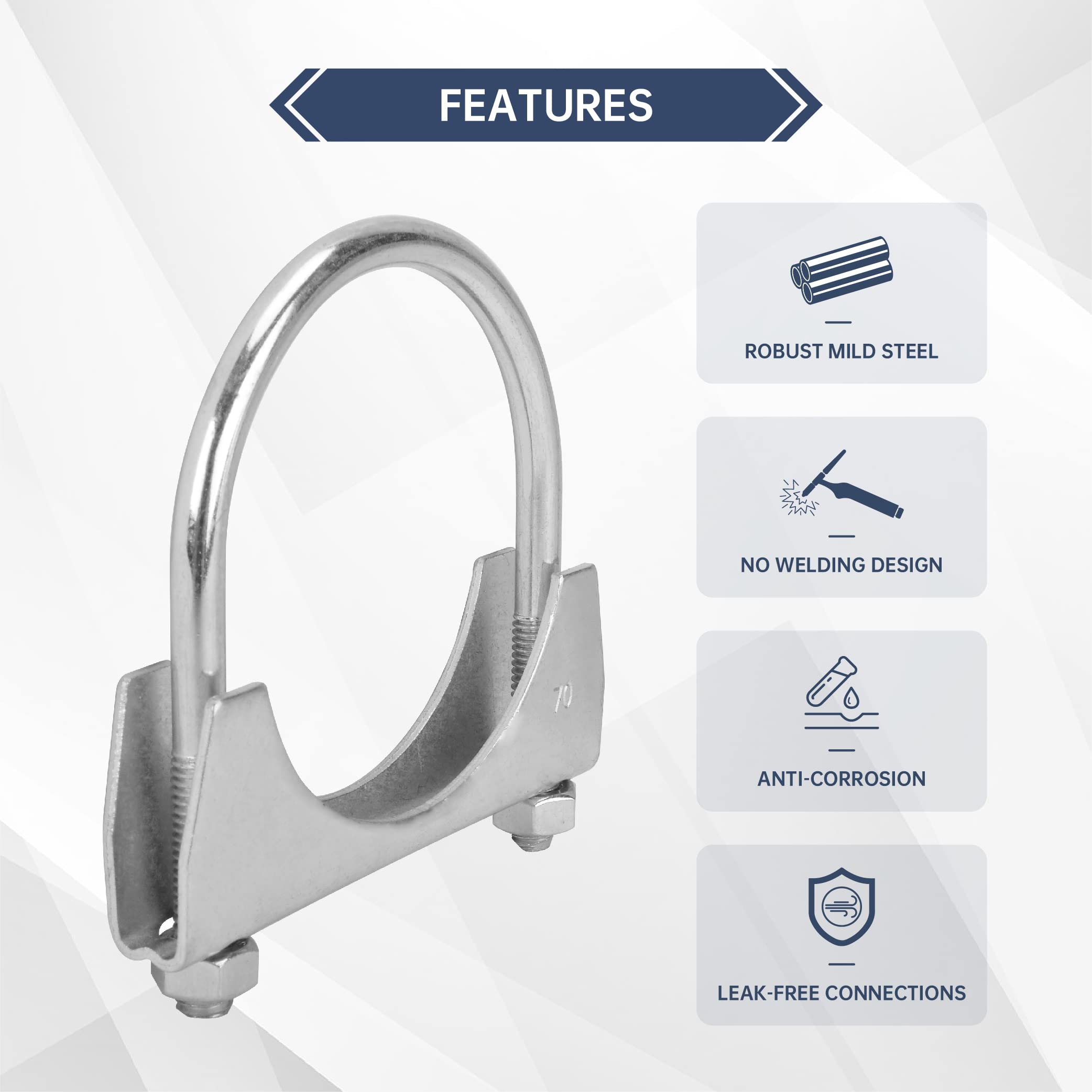 Snapklik.com : BATONECO 2.75" U Bolt Clamp, Muffler Exhaust Clamps,2-3/ ...