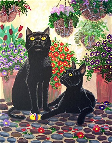 Amazon.com: Original Acrylic Art - Cats in a Flower Shop, Black Cats ...