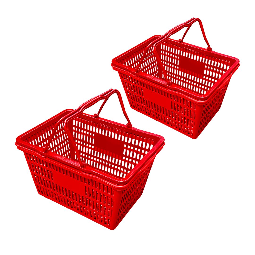Amazon.com: Stackable Plastic Shopping Baskets, Red and Blue, Easy-Grip ...