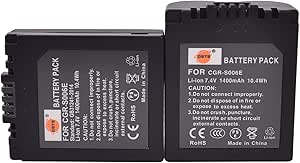 Amazon.com: DSTE 7.4V 1400mAh 2-Pack CGR-S006E Rechargeable Li-ion Battery,Replacement Battery ...