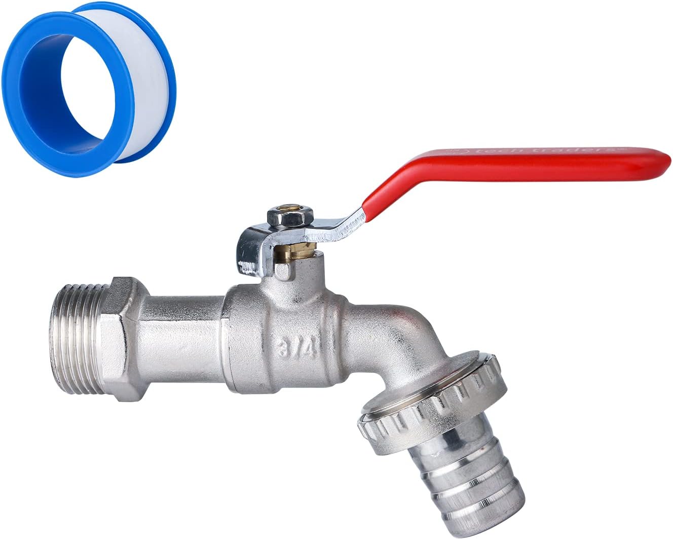 Tech Traders Premium 3/4'' Inch Brass Water Tap - Rust and Frost Resistant + 1x Hose Connector ...