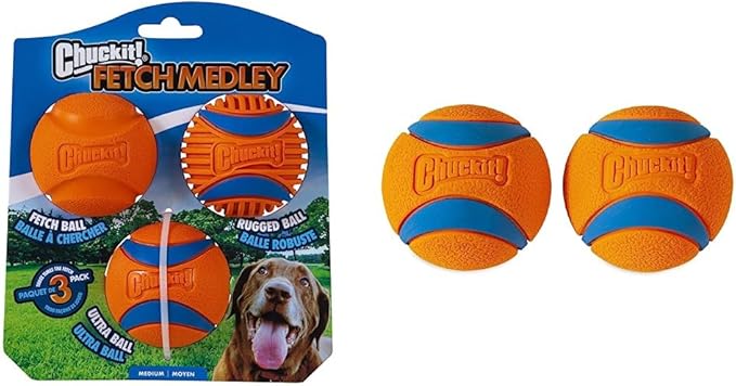 Amazon.com : Chuckit! Dog Fetch Balls Medium 3 Pack (Ultra, Rugged ...