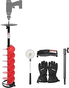 DEERFAMY Ice Fishing Auger, 8 Inch Diameter Nylon Ice Auger, 45 Inch ...