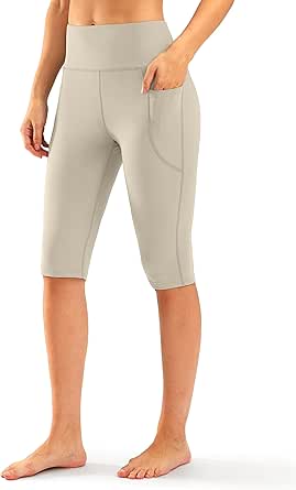 Amazon.com: SANTINY Women's Knee Length Capri Leggings with Pockets ...