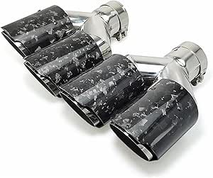 Amazon.com: Forged Carbon Fiber + Silver Stainless Steel Car Dual ...