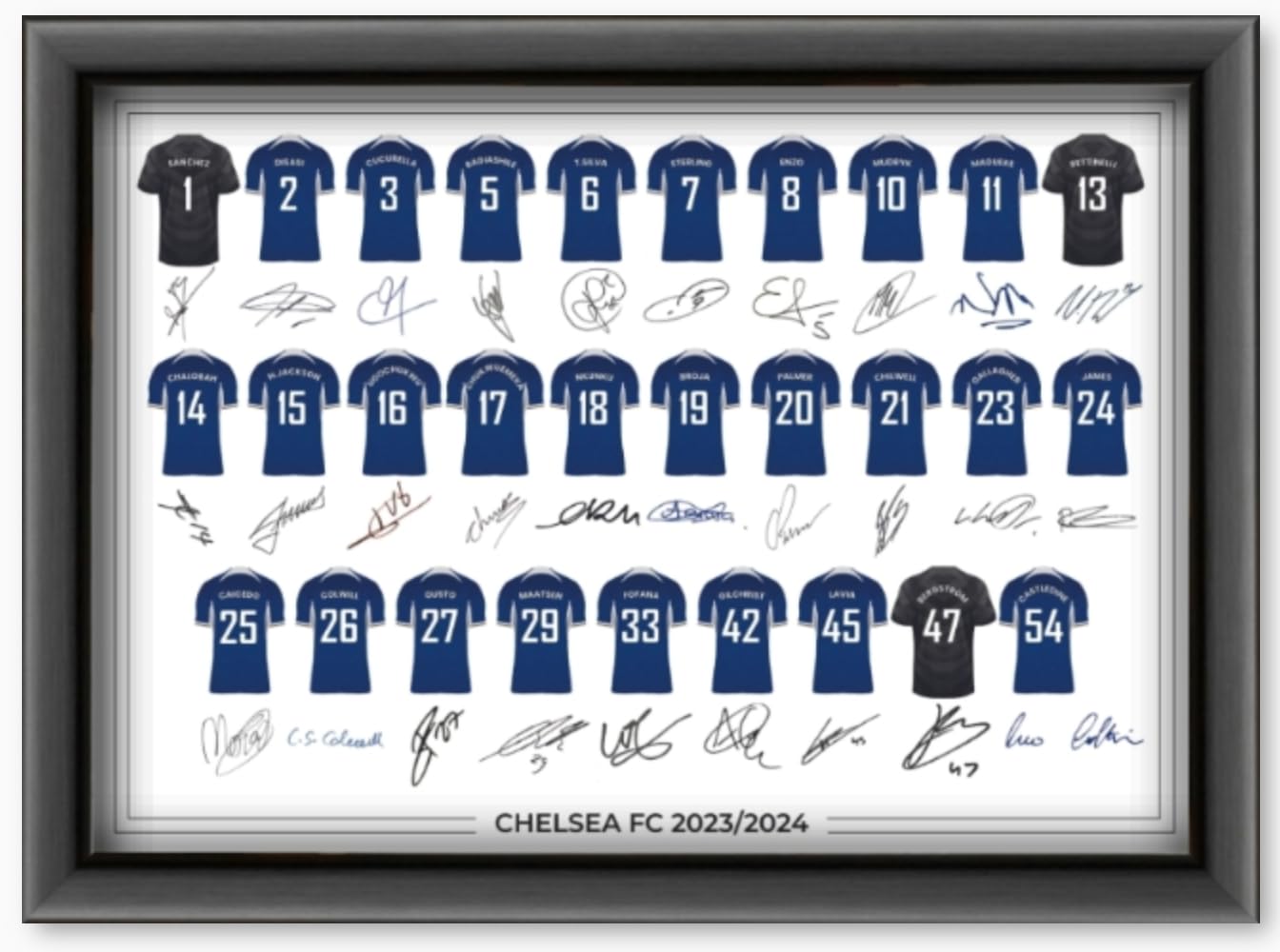 Ava Dylan Chelsea FC Autographed Team Poster Print - Full 2023-24 Squad ...