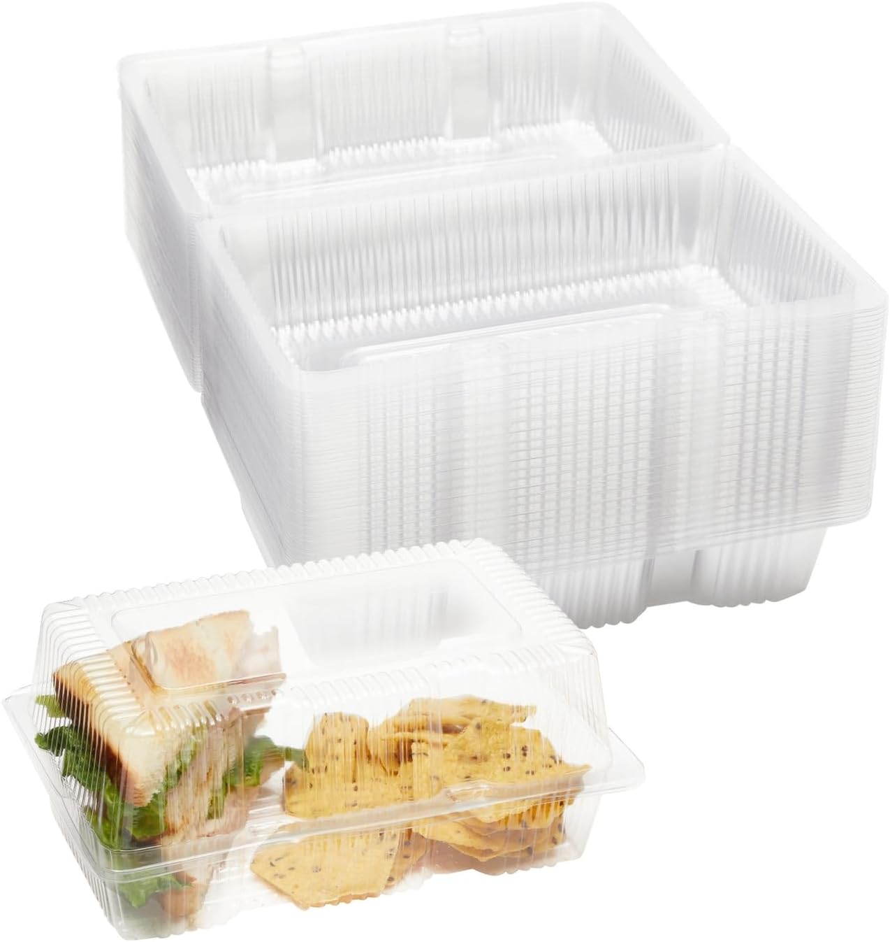 Amazon.com: Juvale Clear Disposable Food Containers with Lids, Plastic ...