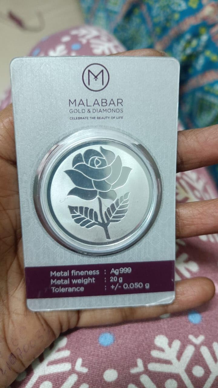 Malabar Gold & Diamonds 999 Purity Silver Coin 20 Grams|Rose Plain ...