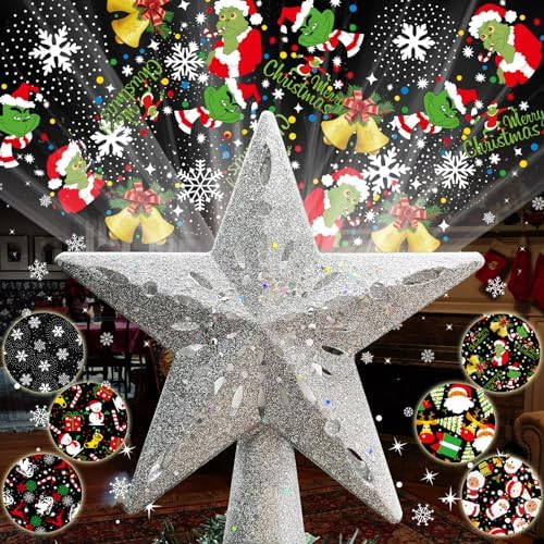 Amazon.com: Disney's Mickey Mouse Tree Topper Projects Rotating Lights ...